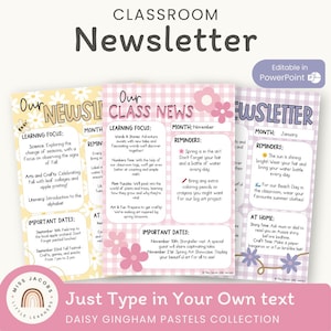 Editable Classroom Newsletter Template | Daisy Gingham Pastels ...