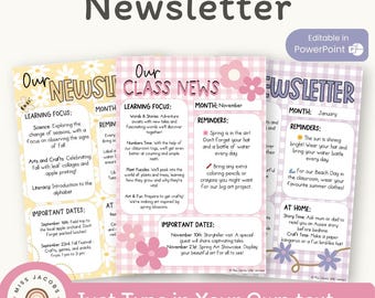 Editable Classroom Newsletter Template | Daisy Gingham Pastels ...