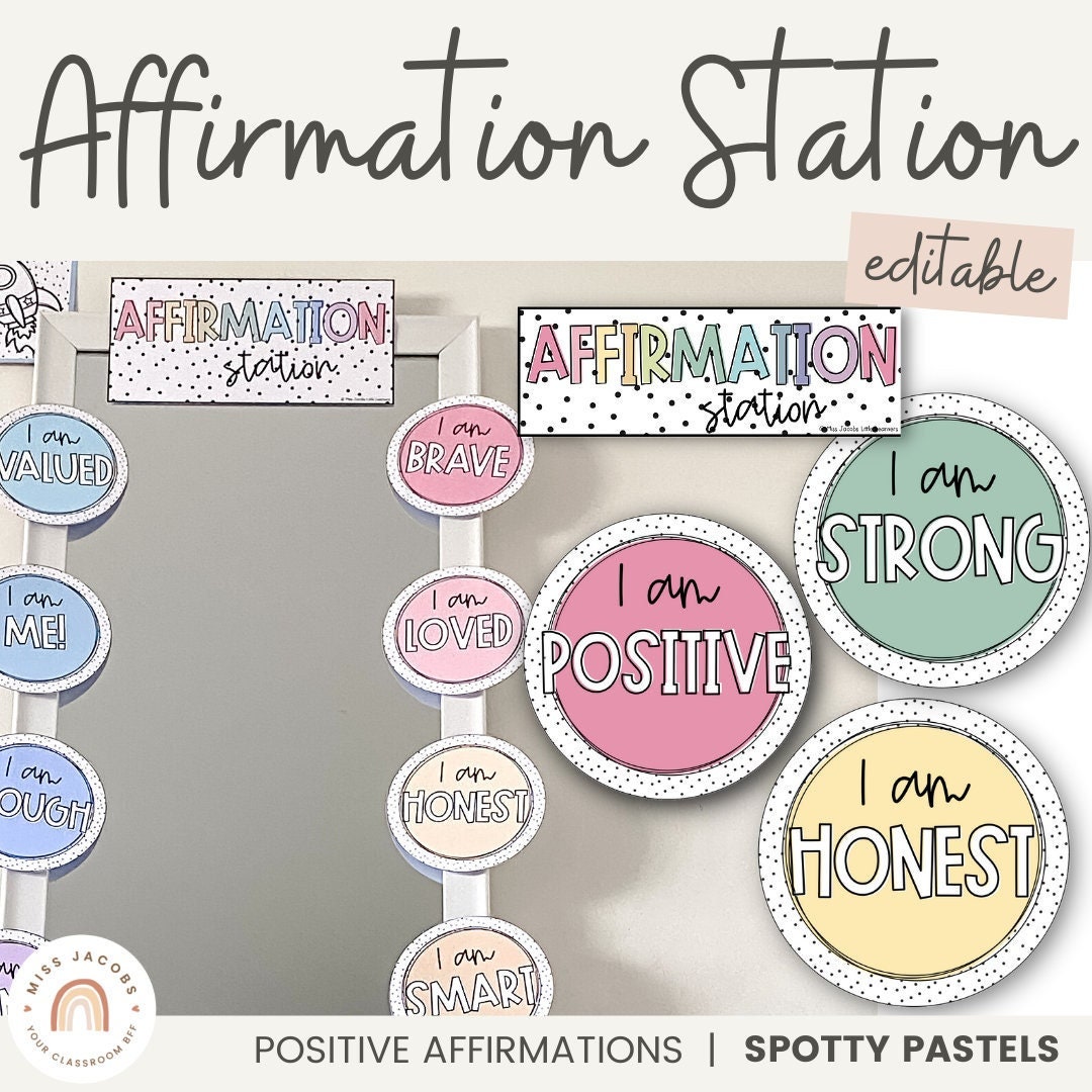 Affirmation Station SPOTTY PASTELS Editable - Etsy