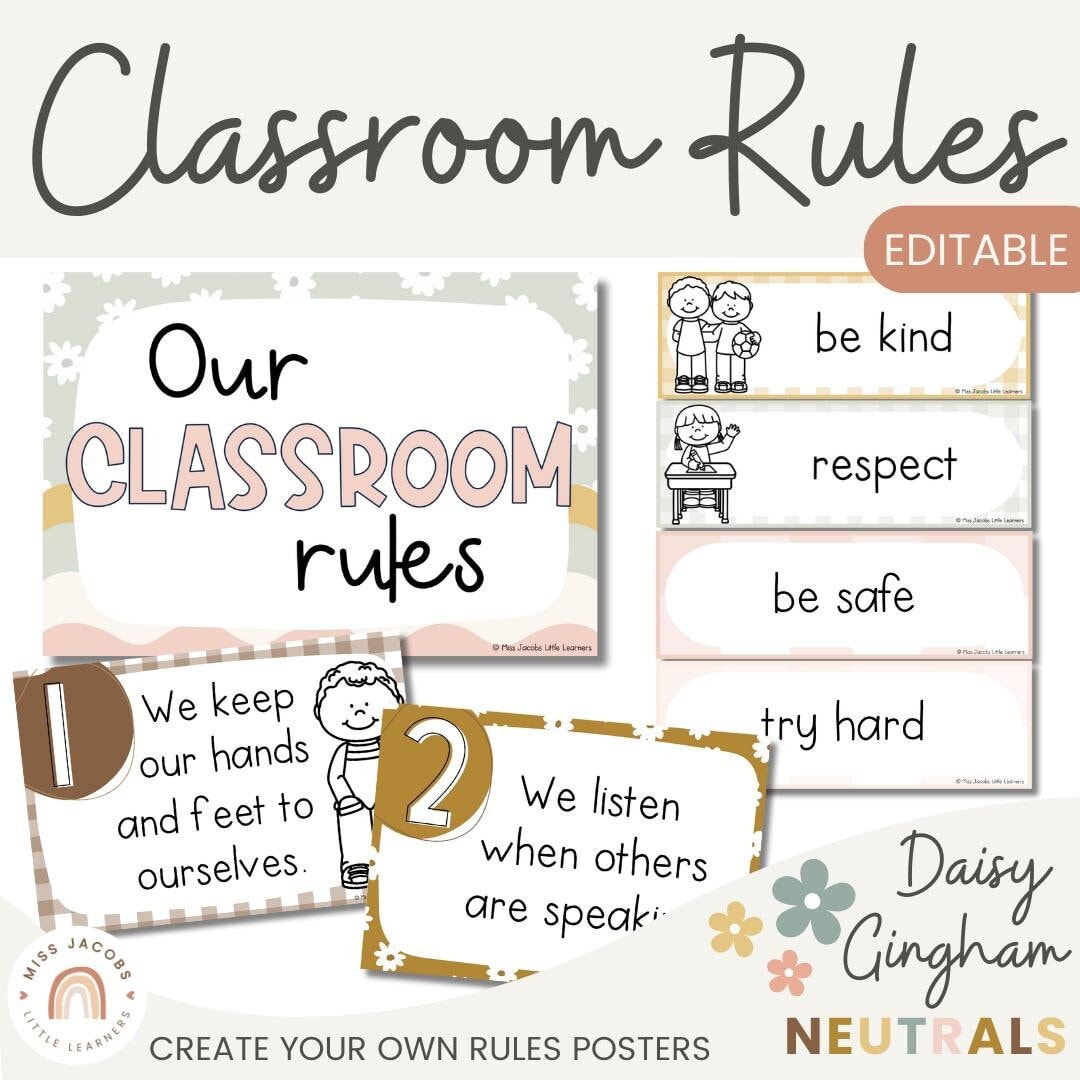 Classroom Rules Posters and Classroom Management Slips | Daisy Gingham ...