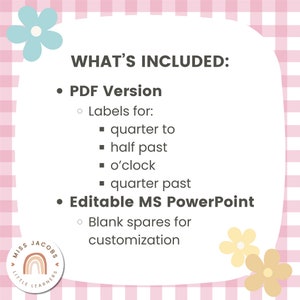 Clock Numbers | Daisy Gingham Pastels Classroom Decor | Editable - Etsy