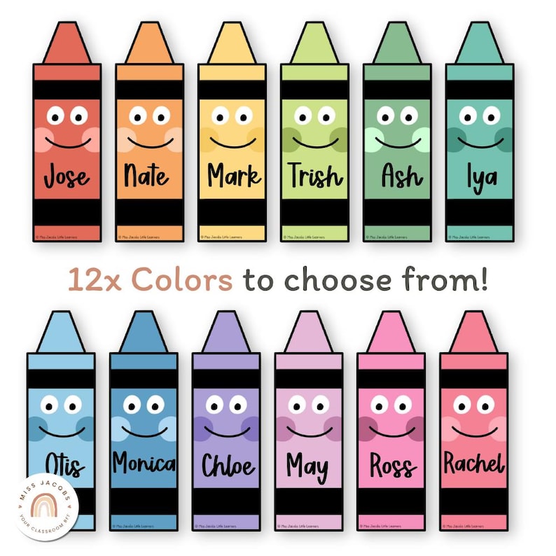 Crayon Door Display, Editable Welcome Door Signs + Student Name Labels ...