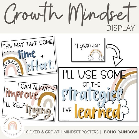 BOHO RAINBOW Growth Mindset Posters Neutral Rainbow - Etsy Canada