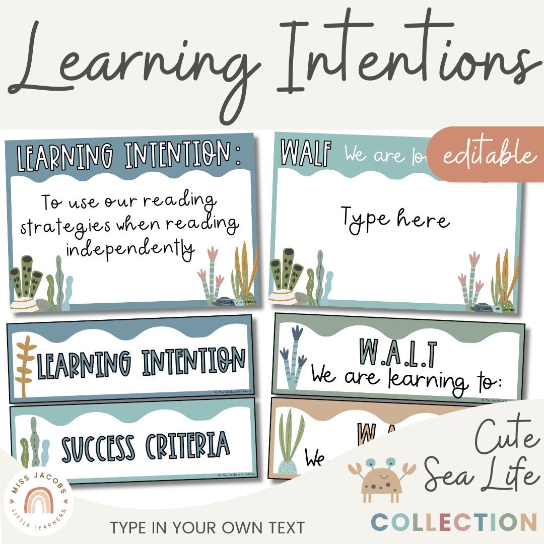 Learning Intentions & Success Criteria Posters | WALT and WALF | Cute ...