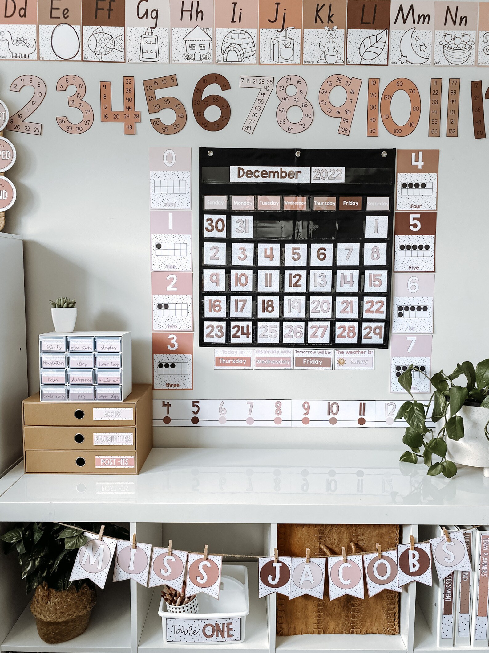 Classroom Number Line Display 0 120 Spotty Neutrals | Etsy