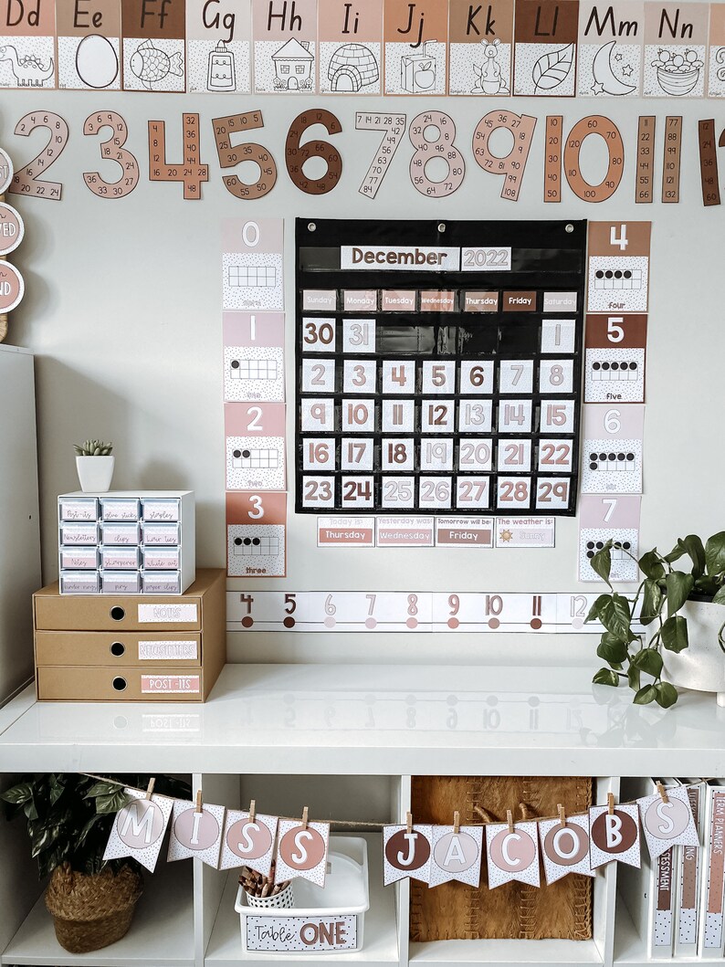 Classroom Number Line Display 0 120 Spotty Neutrals | Etsy