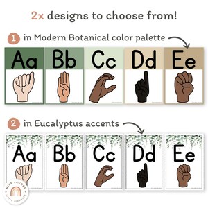 Botanical ASL Alphabet Posters, Printable A–Z Wall Set With Hand ...