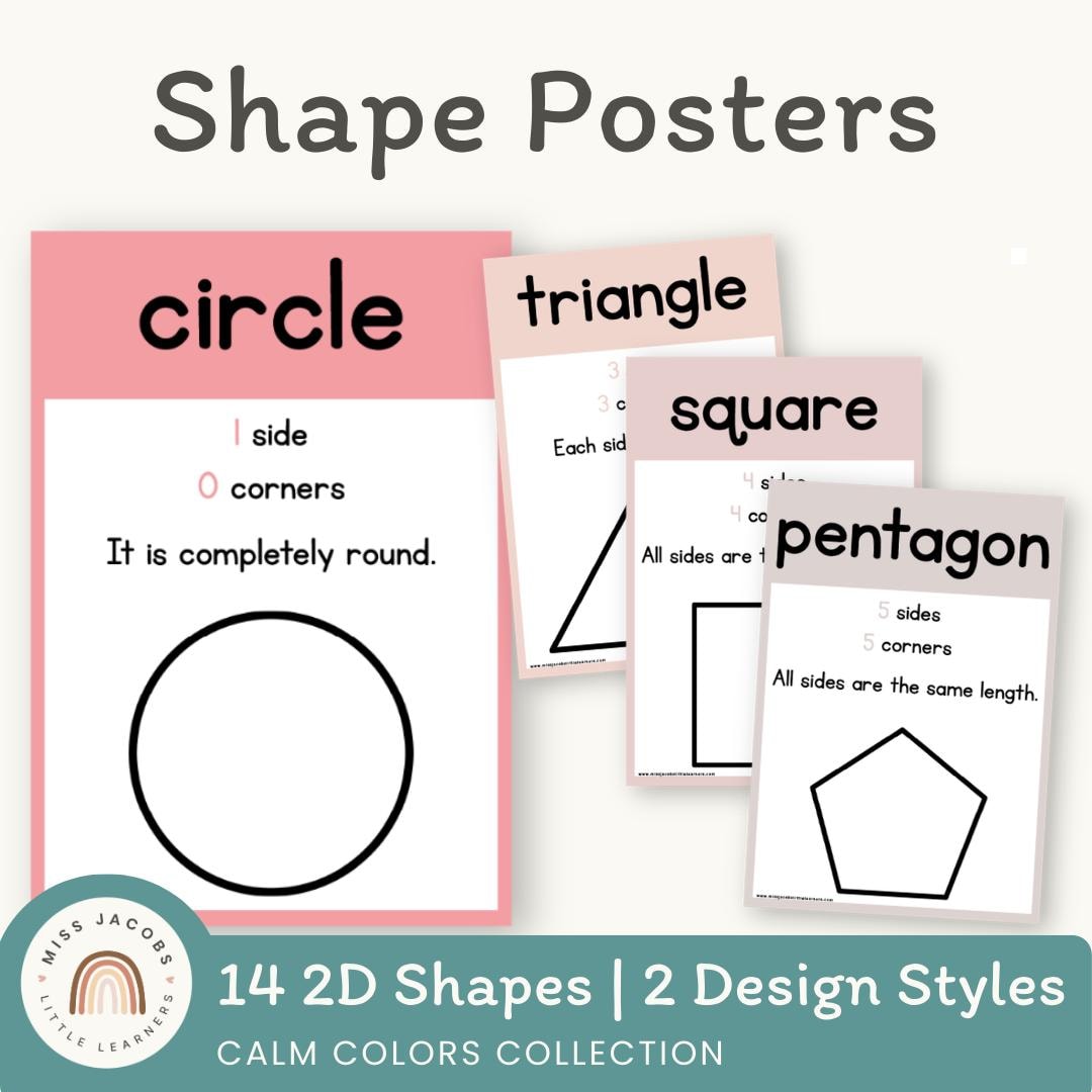 CALM COLORS Shape Posters | Modern Rainbow Classroom Decor - Etsy Australia