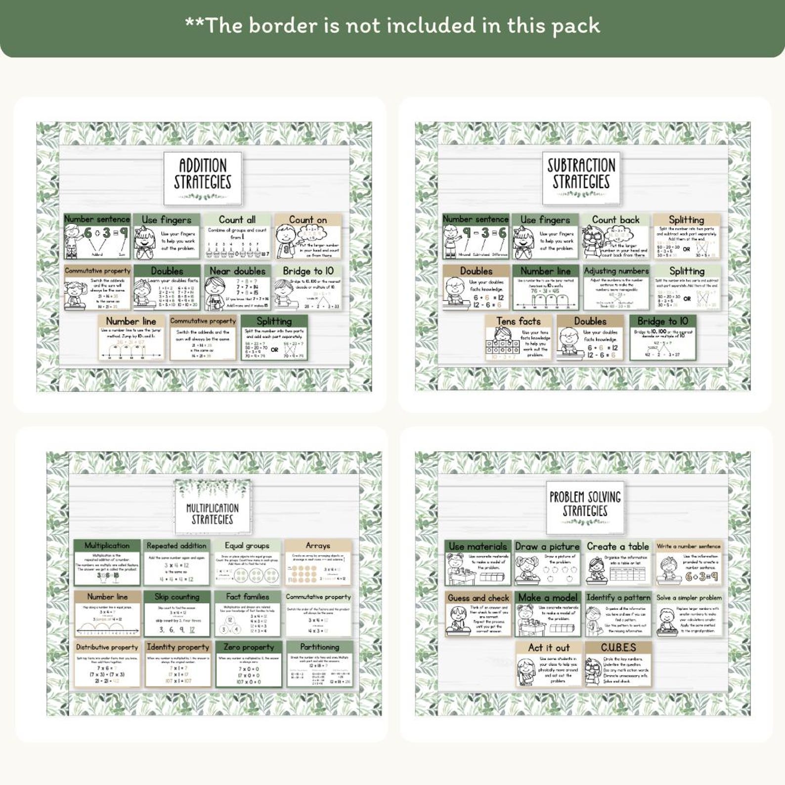 BOTANICAL Math Posters Bundle Set of 18 Numeracy Posters, Editable ...