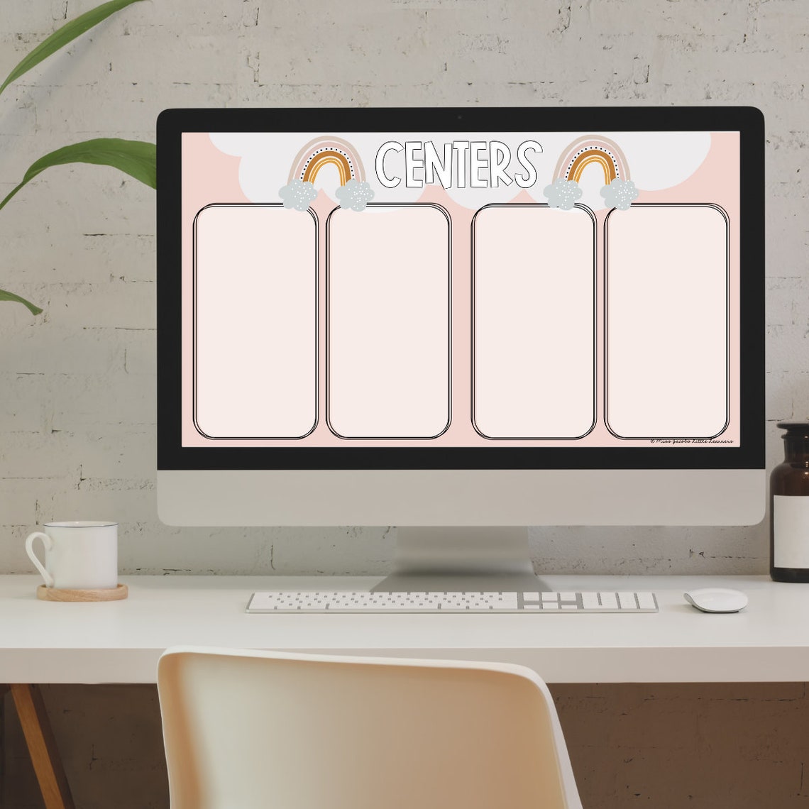 Boho Rainbow Daily Morning Teacher Slides With Timers, Editable Neutral ...