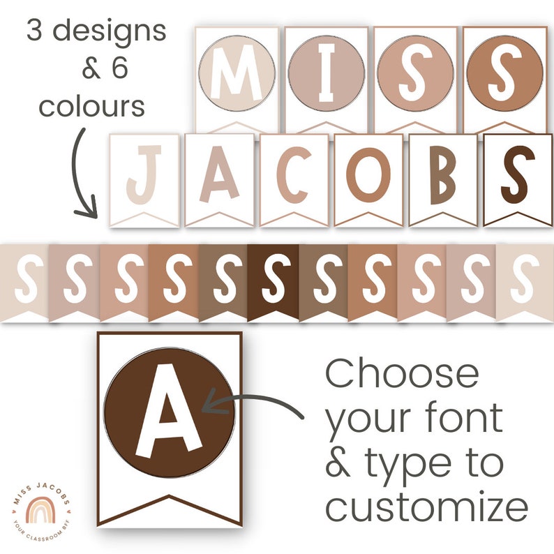 OMBRE NEUTRALS Classroom Decor BUNDLE Editable Neutral Decor - Etsy