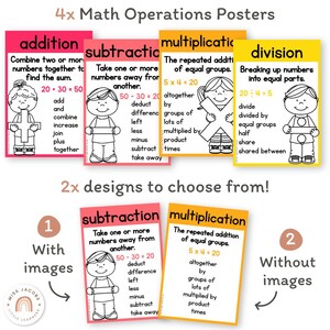 Math Operations Posters | RAINBOW BRIGHTS Classroom Decor - Etsy