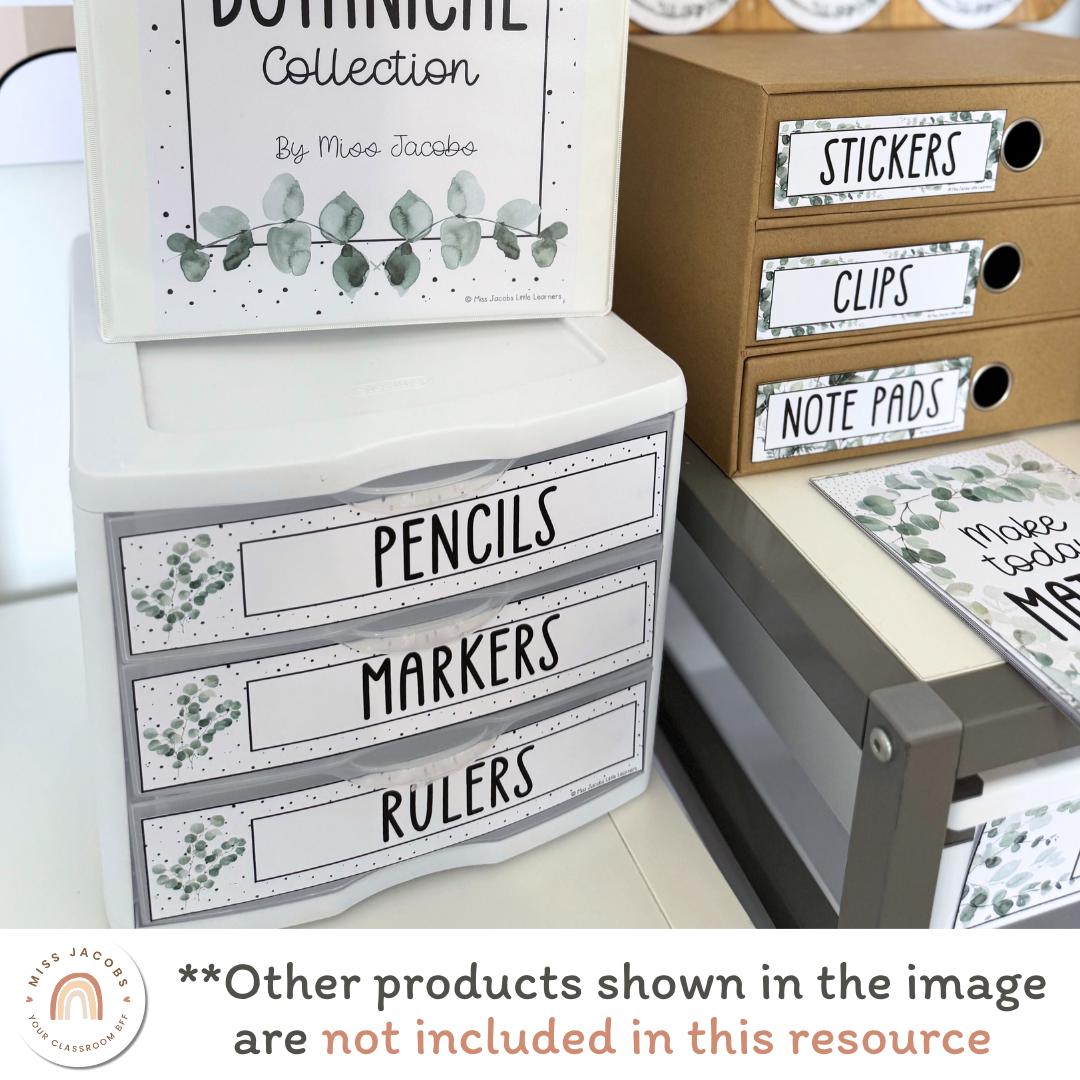 Editable Classroom Labels, Modern Botanical Name & Supply Tags, Tray ...