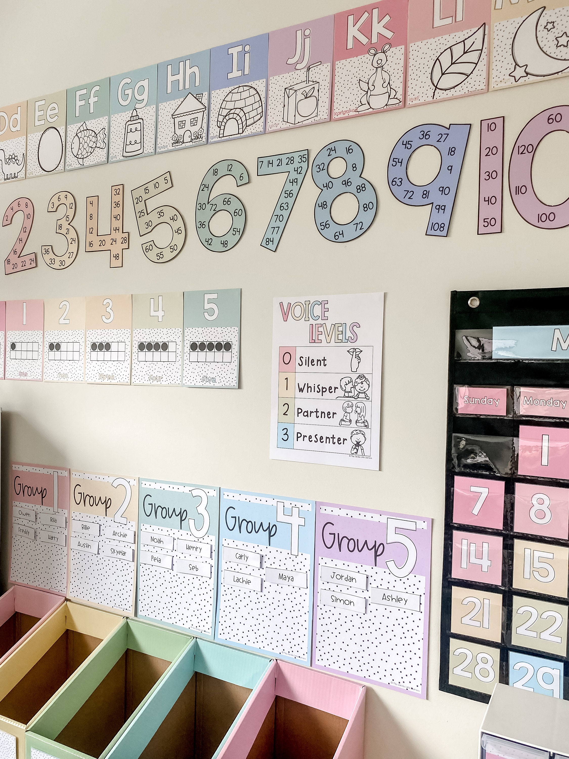 Alphabet Posters SPOTTY PASTELS Muted Rainbow Decor - Etsy