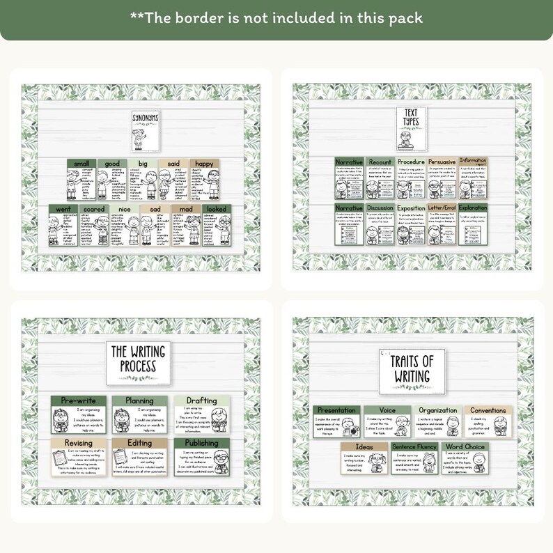 BOTANICAL English Classroom Posters Bundle (set of 12), Modern ...
