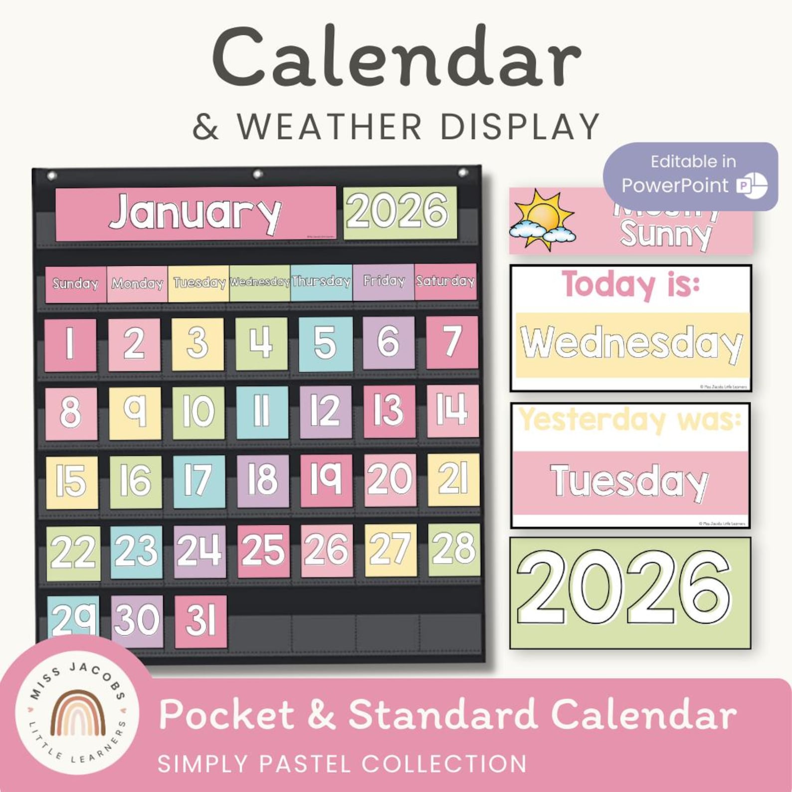 Classroom Calendar and Weather Display | PASTELS | Editable - Etsy
