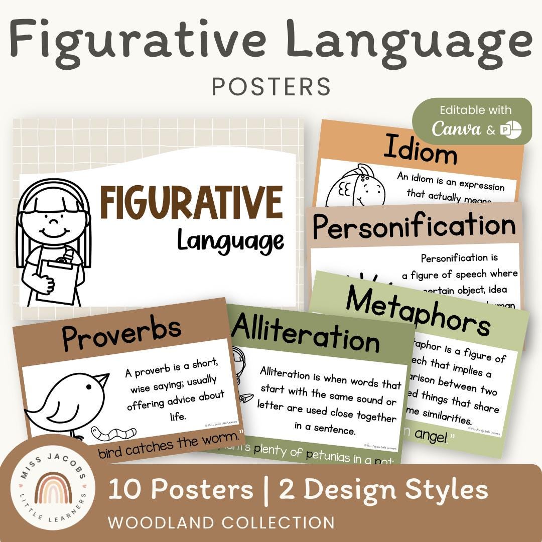 Woodland Figurative Language Posters, Printable Cozy ELA Anchor Charts ...