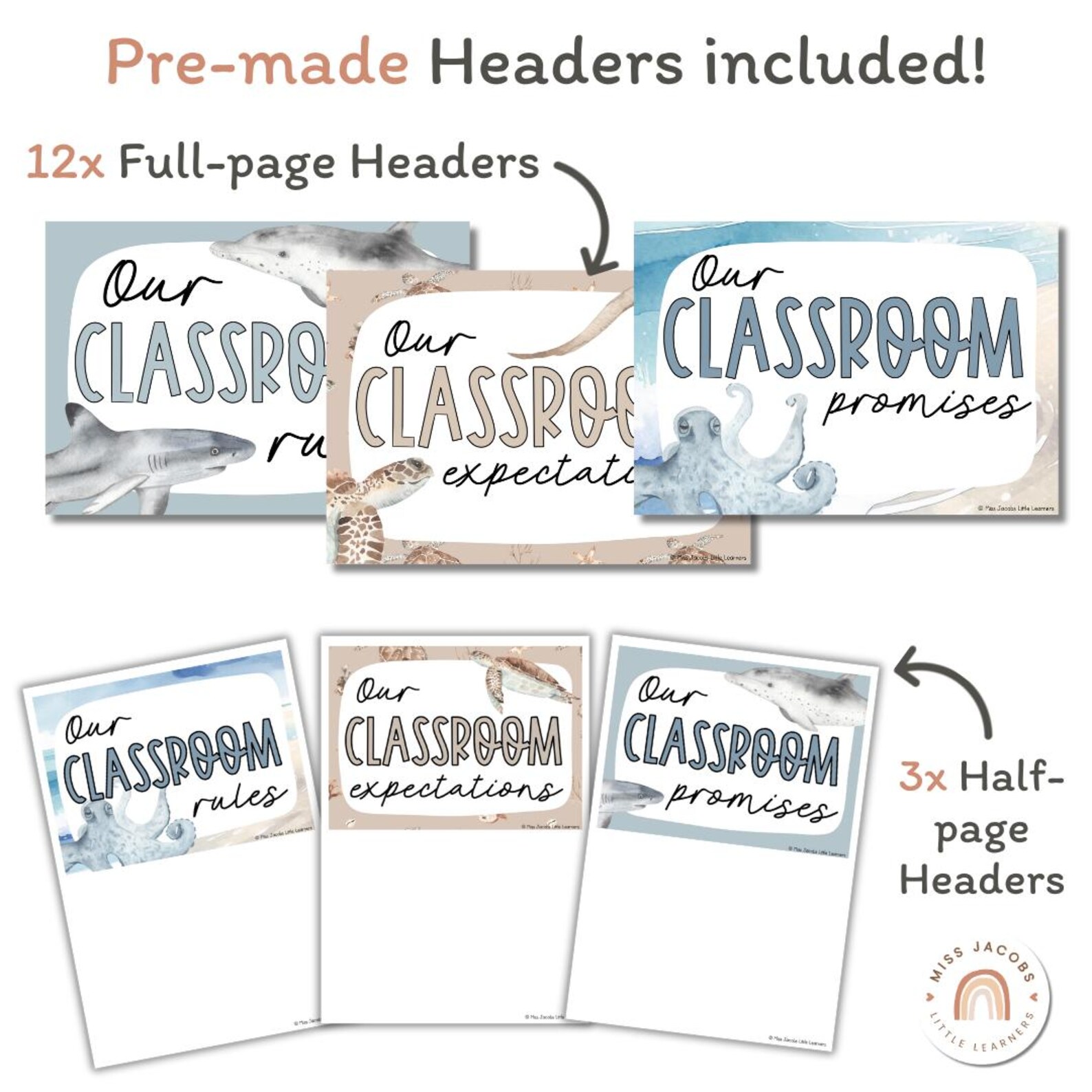 Classroom Rules Posters for Classroom Management | Modern Ocean Decor ...