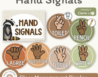 Woodland Hand Signals Posters, Neutral Printable Hand Signs, Classroom ...