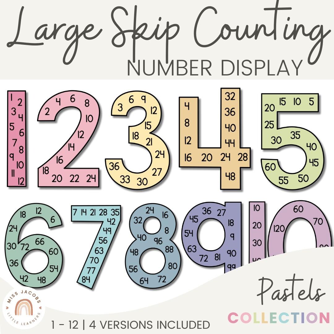 Skip Counting | Multiples Large Number Display | Muted Rainbow ...