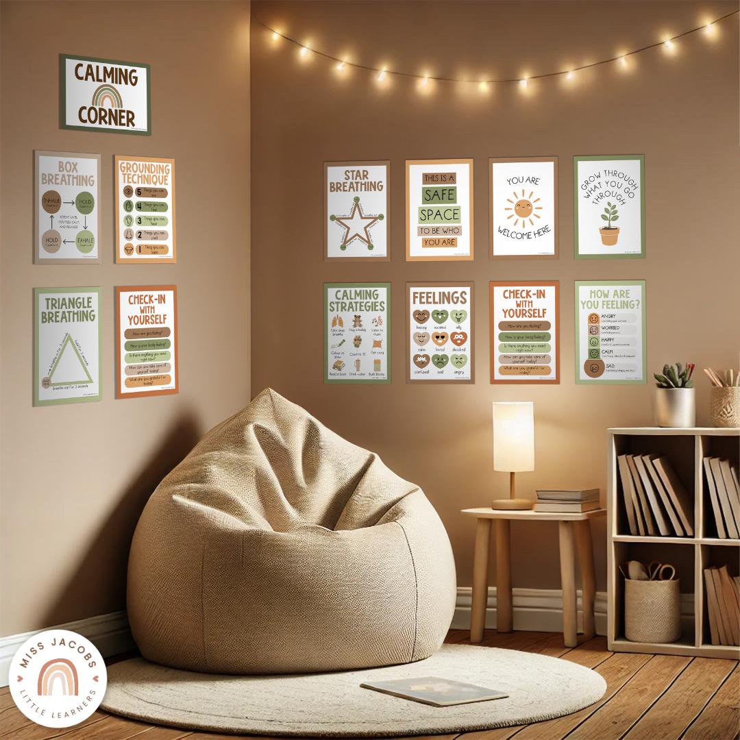 Woodland Calm Down Corner Posters, Printable SEL Calming Classroom ...