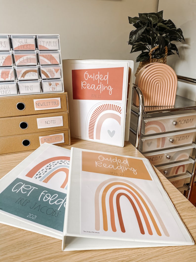 EARTHY RAINBOW Binder Covers and Spines Editable Desert | Etsy