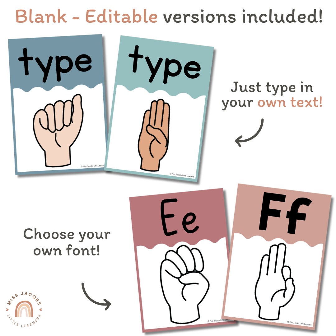 ASL Alphabet Posters, Cute Sea Life Classroom Theme, Printable American ...