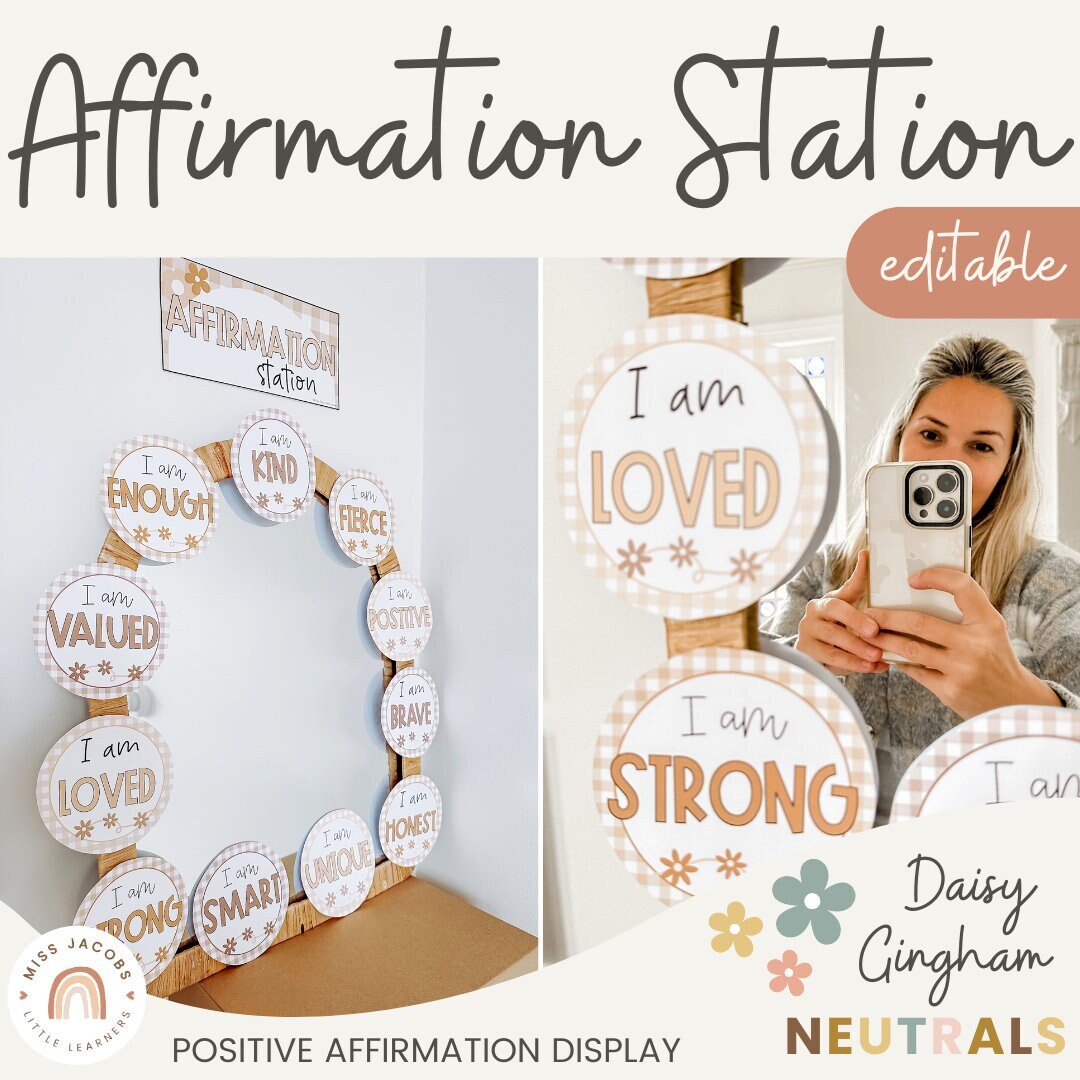 Affirmation Station, Editable Mirror Display Positive Affirmation ...