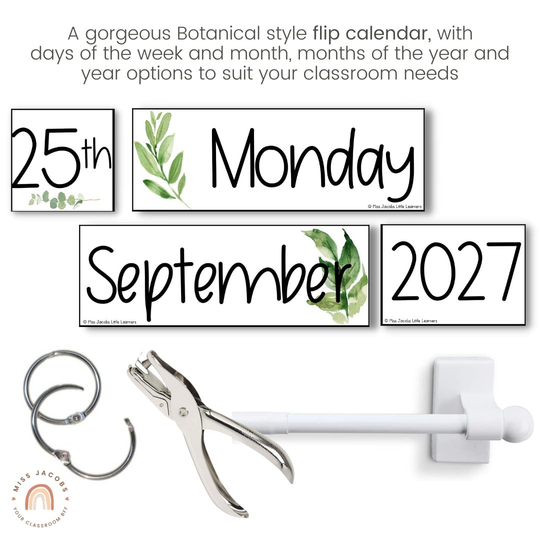 Flip Calendar Botanical Modern Farmhouse Themed Classroom - Etsy UK