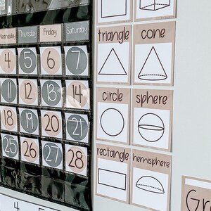 Modern Boho Rustic 2D & 3D Shape Posters | Neutral Classroom Decor ...