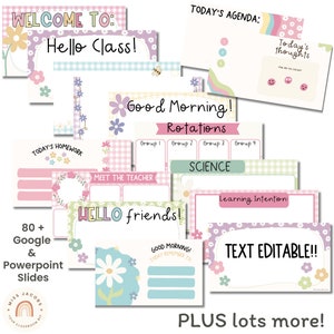 Morning Meeting Slides Google Slides With Timers Daisy Gingham Pastels ...