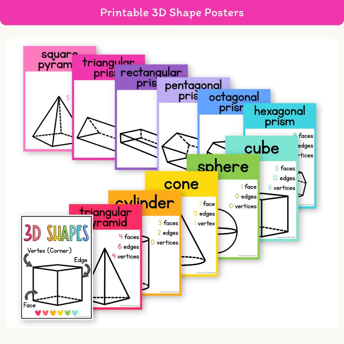 3D Objects / 3D Shapes Posters | RAINBOW BRIGHTS Classroom Decor - Etsy