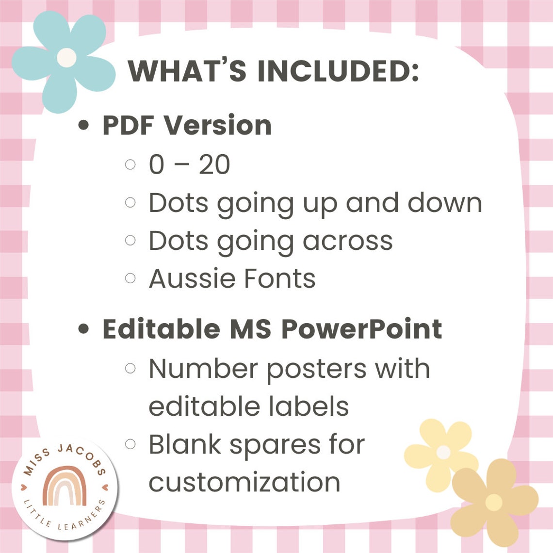 Number Posters With Ten Frames | Daisy Gingham Pastels | Editable Decor ...