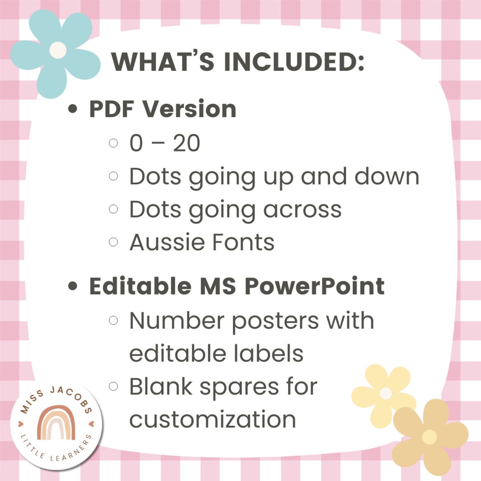 Number Posters With Ten Frames | Daisy Gingham Pastels | Editable Decor ...