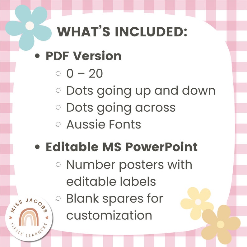 Number Posters With Ten Frames | Daisy Gingham Pastels | Editable Decor ...