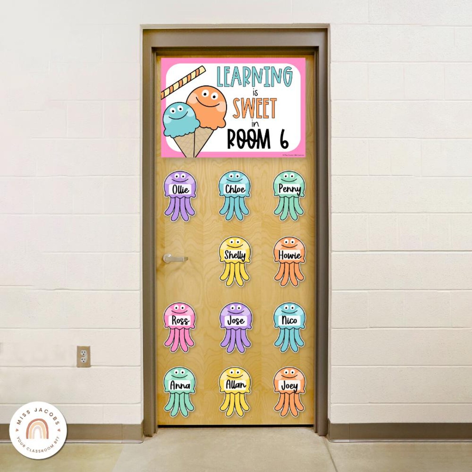Jellyfish Door Signs & Name Labels, Editable Ocean Theme Classroom ...