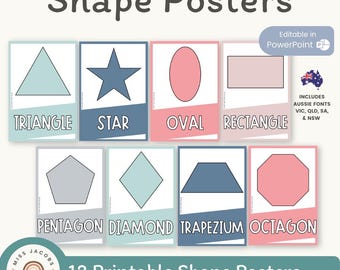 Shape Posters | Modern Rainbow | Calm Classroom Decor | Editable - Etsy