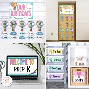 Pastel Hot Air Balloon Classroom Decor Bundle, Editable Calm Theme ...