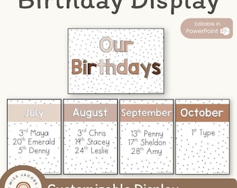 Birthday Display | SPOTTY NEUTRALS Classroom Decor | Editable - Etsy