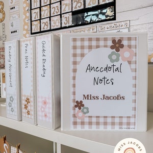Binder Covers and Spines Daisy Gingham Neutrals Classroom Decor ...