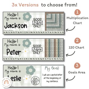 Student Name Tags and Goals Desk Plates | Alphabet and Number Line ...