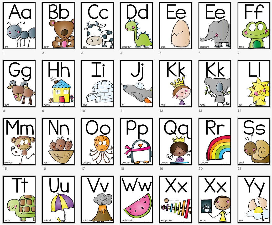 Cute Alphabet Posters Calming Modern Classroom Decor - Etsy