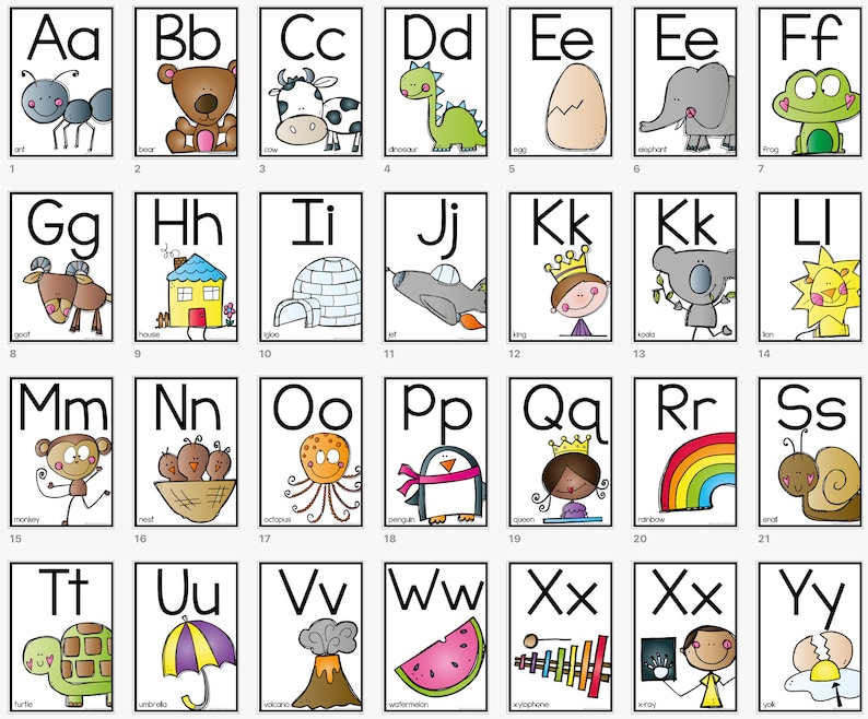 Cute Alphabet Posters Calming Modern Classroom Decor - Etsy