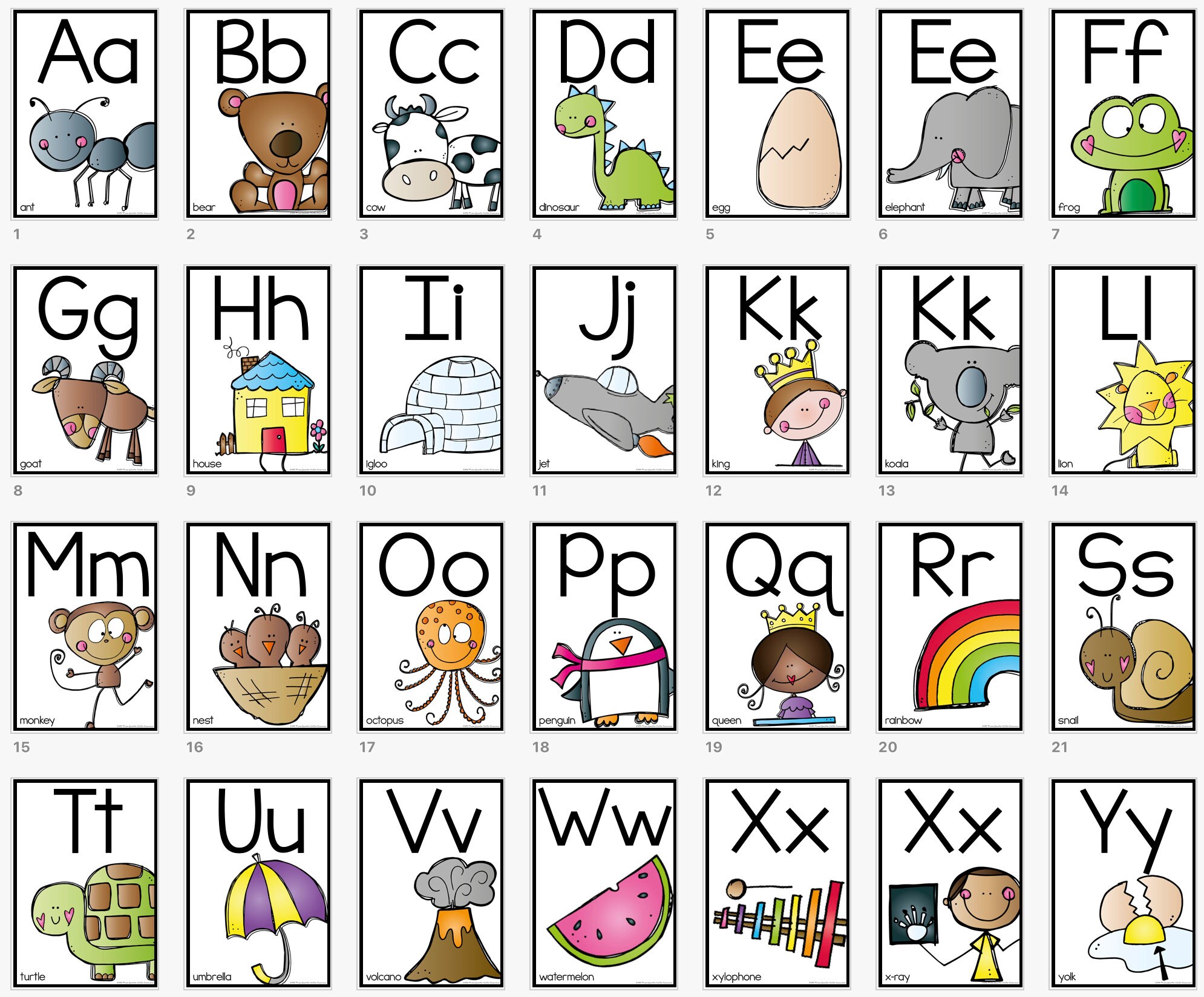 Cute Alphabet Posters Calming Modern Classroom Decor - Etsy