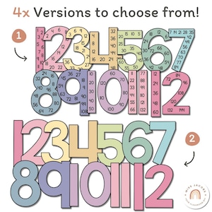 Skip Counting | Multiples Large Number Display | Muted Rainbow ...