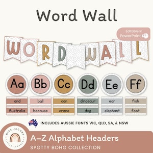 Alphabet Word Wall | SPOTTY BOHO | Editable - Etsy