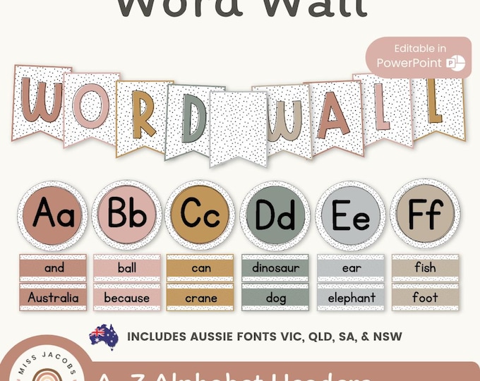 Alphabet Word Wall | SPOTTY BOHO | Editable - Etsy
