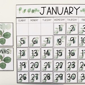BOTANICAL Classroom Calendar and Weather Display | Modern Farmhouse ...