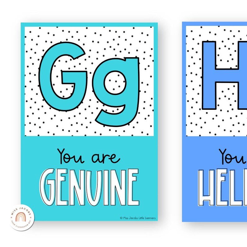 Spotty Bright Affirmation Alphabet Posters, Printable A-Z Affirmation ...