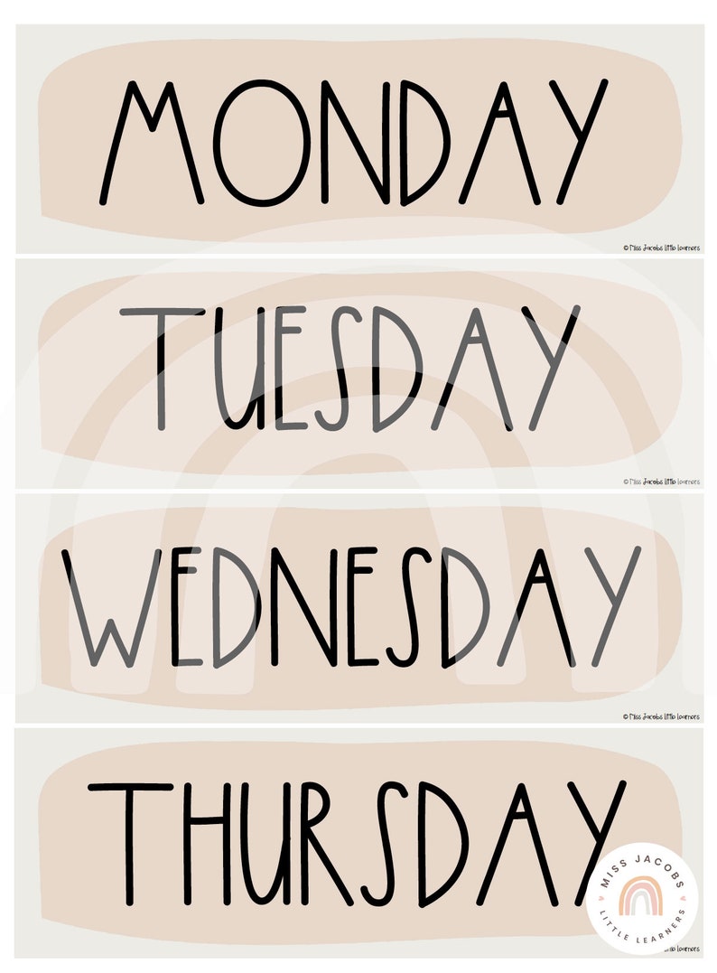 BOHO VIBES Days and Months Flashcards | Desert Neutral Classroom Decor ...